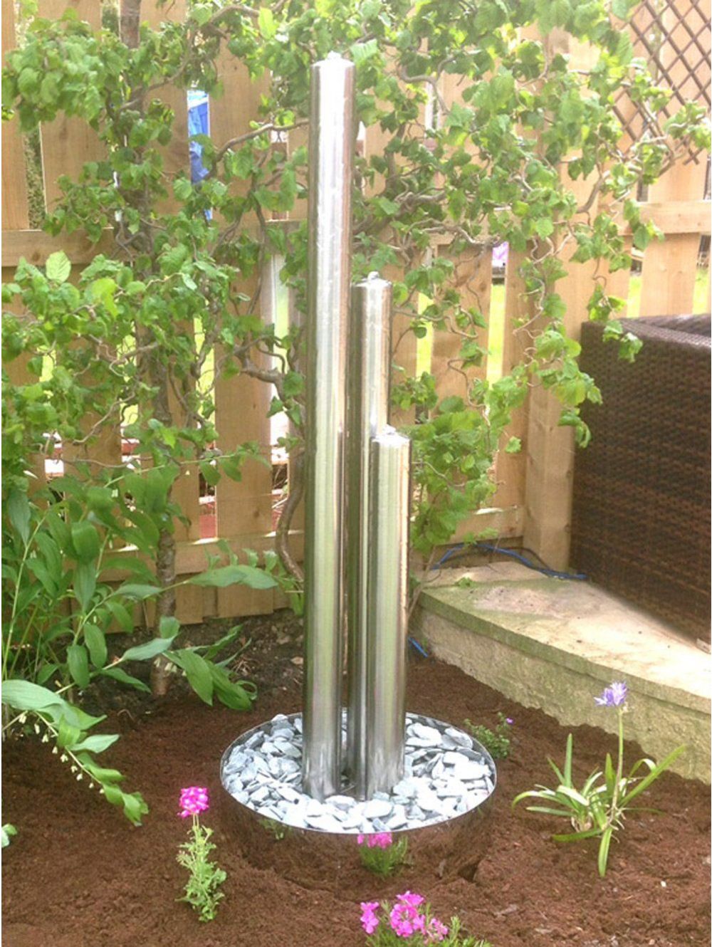 Tresa3 Steel Triple Tubes base Water Feature - WaterFeatures