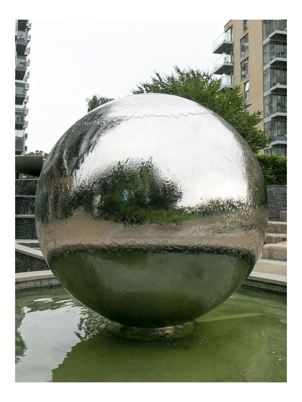 400cm steel sphere water feature - WaterFeatures