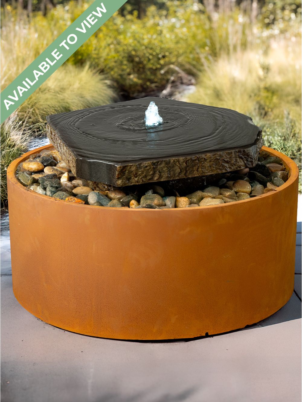 Miren Basalt Slab and Plinth Steel Patio Water Fountain Kit