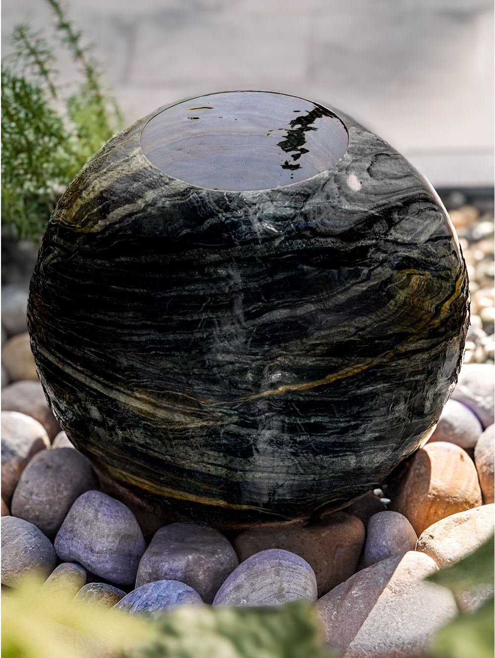 Eclipse Black Sandstone 50cm Infinity Sphere Water Feature