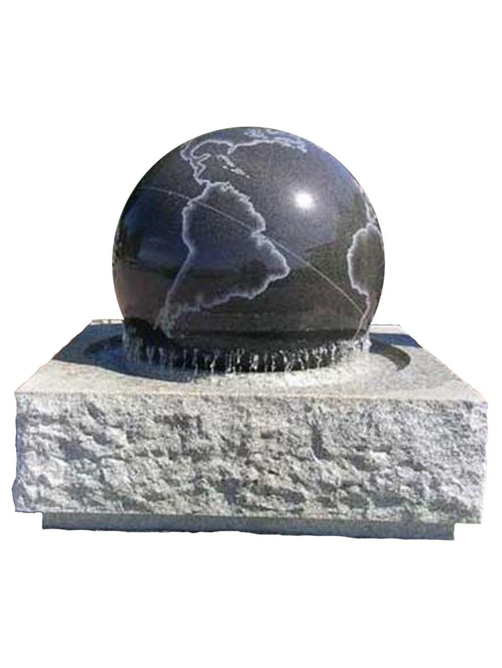 Rotating Granite Ball Water Feature with Etched World Ball - Water Fea