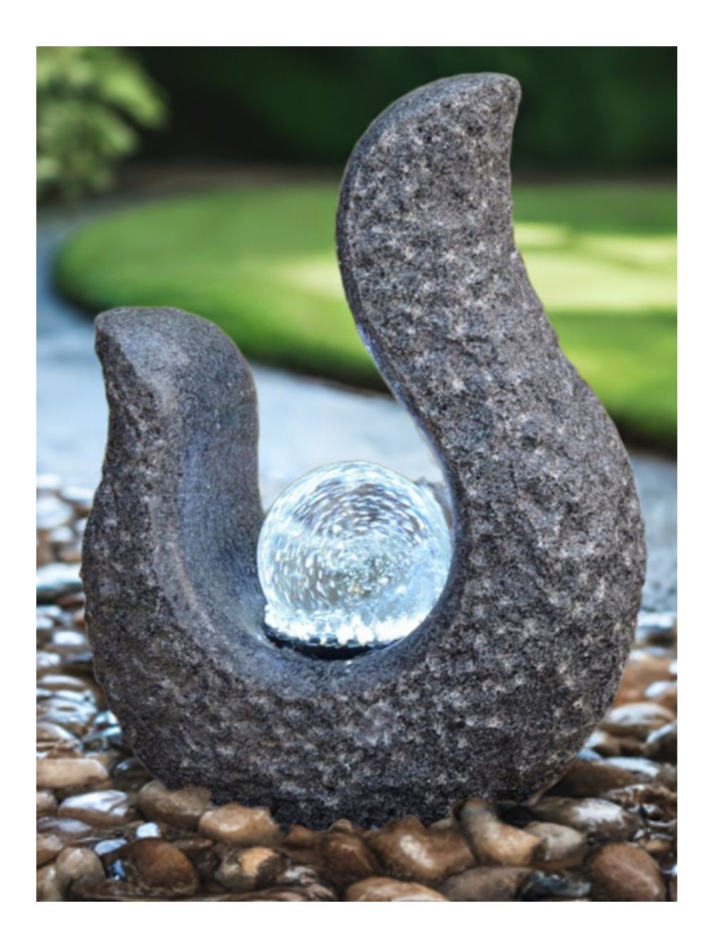 Mexico Granite Water Feature Rotating Glass Ball - WaterFeatures