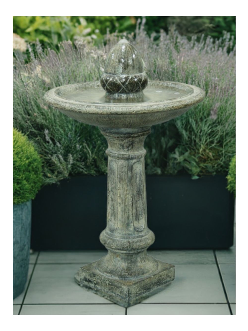 Solar Finial on Pillar Water Feature - WaterFeatures