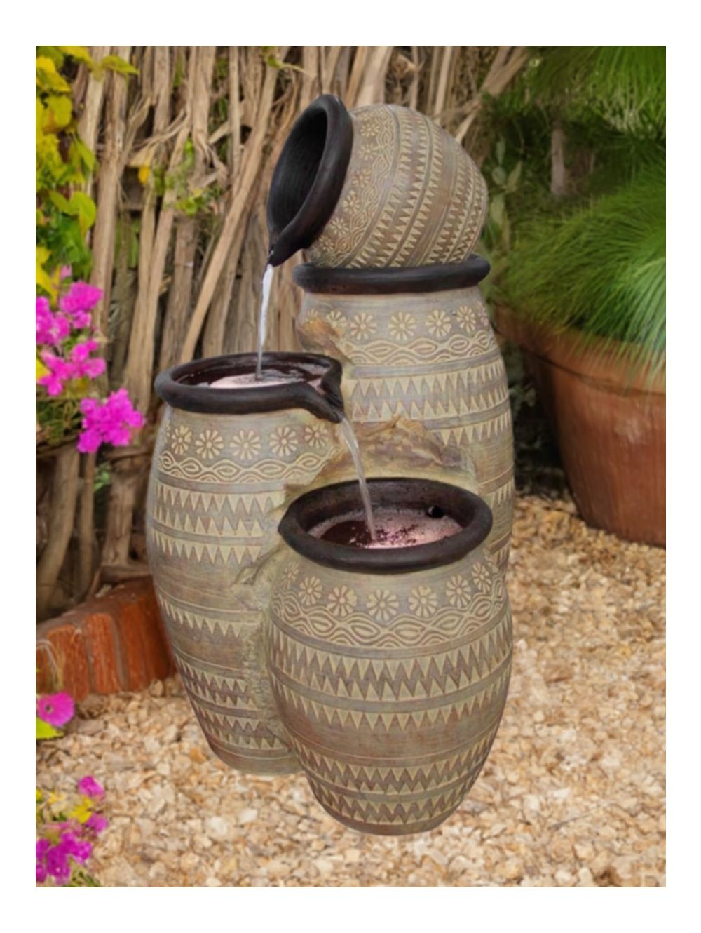 Mediterranean Pouring Bowls Water Feature - WaterFeatures