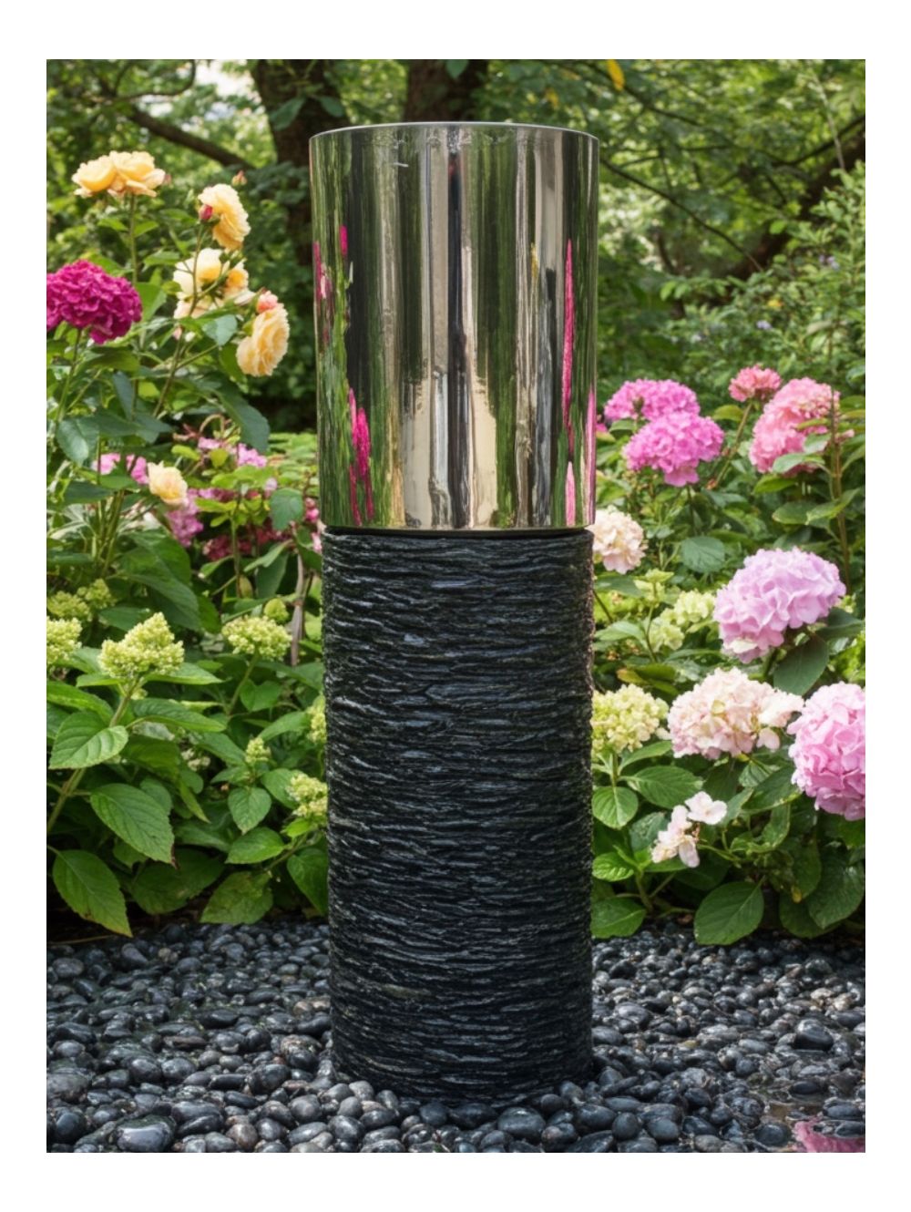 Caldera Slate and Steel 90cm Column Water Feature